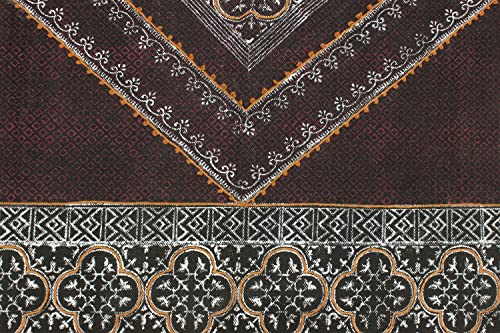 Casavani Hand Block Printed Cotton Carpet Geometric Brown Area Dhurrie Best Uses For Home/Office 5x8 Feet Rugs for Bedroom,Living Room,Kids Room,Hallway Enterway,Kitchen 8x11 Feet