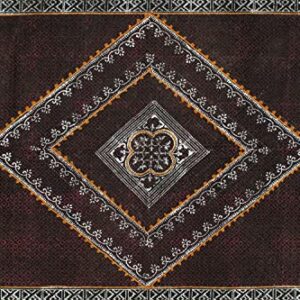 Casavani Hand Block Printed Cotton Carpet Geometric Brown Area Dhurrie Best Uses For Home/Office 5x8 Feet Rugs for Bedroom,Living Room,Kids Room,Hallway Enterway,Kitchen 8x11 Feet