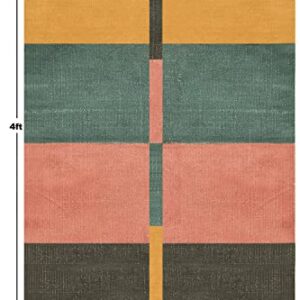 Casavani Indian Handmade Cotton Carpet Geometric Multicolor Area Dhurrie Best Uses For Home/Office 3x5 Feet Rugs for Bedroom,Living Room,Kids Room,Hallway Enterway,Kitchen 4x15 Feet Runner