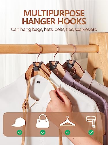 HOUSE DAY Space Saving Hanger Hooks 60 Pack, Black Clothes Hanger Connector Hooks, Heavy Duty Hanger Hooks Space Saver, Durable Hanger Connector Hooks, Premium Cascading Hanger Hooks for Closet