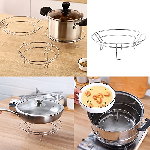 UtySty 2 Pack Wok Pan Holder Hot Stir-Fry Pans Wire Rack Steamer Dish Base Serving Stand Round Bottom Pot Trivet Bracket Stainless Steel Heat Resistant for Kitchen Table Countertops Cooling