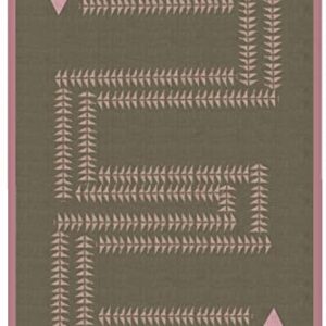 Casavani Hand Block Printed Area Rug Geometric Green & Pink Cotton Dhurrie Washable Kitchen Rugs with Tassels for Bedroom,Laundry,Living Room,Porch 4x6 5x8 2x3 Feet