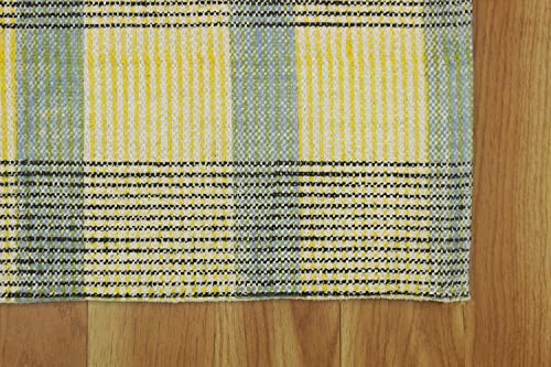 Casavani Indian Handmade Rug Geometric Green & Black Cotton Dhurrie Washable Kitchen Rugs with Tassels Farmhouse Throw Rugs for Bedroom,Laundry,Living Room,Porch 3x5 4x8 5x8 4x6 Feet