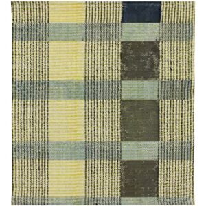 Casavani Indian Handmade Rug Geometric Green & Black Cotton Dhurrie Washable Kitchen Rugs with Tassels Farmhouse Throw Rugs for Bedroom,Laundry,Living Room,Porch 3x5 4x8 5x8 4x6 Feet