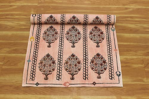 Casavani Indian Handmade Cotton Dhurrie Floral Beige Area Rug Floor Carpet For Doormat Best Uses For Bedroom,Living Room,Dining Room,Kitchen,Hallway Enterway 3x5 4x6 5x8 6x8 9x9 Feet Square