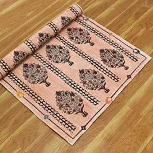 Casavani Indian Handmade Cotton Dhurrie Floral Beige Area Rug Floor Carpet For Doormat Best Uses For Bedroom,Living Room,Dining Room,Kitchen,Hallway Enterway 3x5 4x6 5x8 6x8 9x9 Feet Square