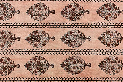 Casavani Indian Handmade Cotton Dhurrie Floral Beige Area Rug Floor Carpet For Doormat Best Uses For Bedroom,Living Room,Dining Room,Kitchen,Hallway Enterway 3x5 4x6 5x8 6x8 9x9 Feet Square