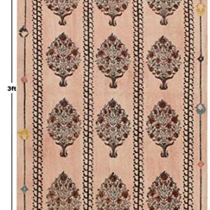 Casavani Indian Handmade Cotton Dhurrie Floral Beige Area Rug Floor Carpet For Doormat Best Uses For Bedroom,Living Room,Dining Room,Kitchen,Hallway Enterway 3x5 4x6 5x8 6x8 9x9 Feet Square