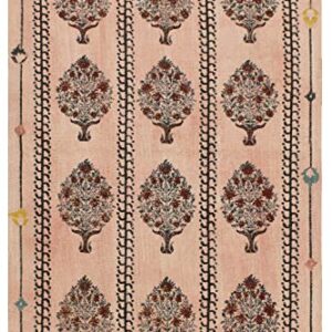 Casavani Indian Handmade Cotton Dhurrie Floral Beige Area Rug Floor Carpet For Doormat Best Uses For Bedroom,Living Room,Dining Room,Kitchen,Hallway Enterway 3x5 4x6 5x8 6x8 9x9 Feet Square