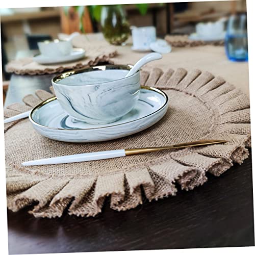 Alipis 2pcs Burlap Placemat Woven Placemat Desk Mat for Desktop Individuales para Mesa De Hot Dish Holder Table Pot Mat Coffee Cup Coaster Jute Rustic Place Mats Placemats