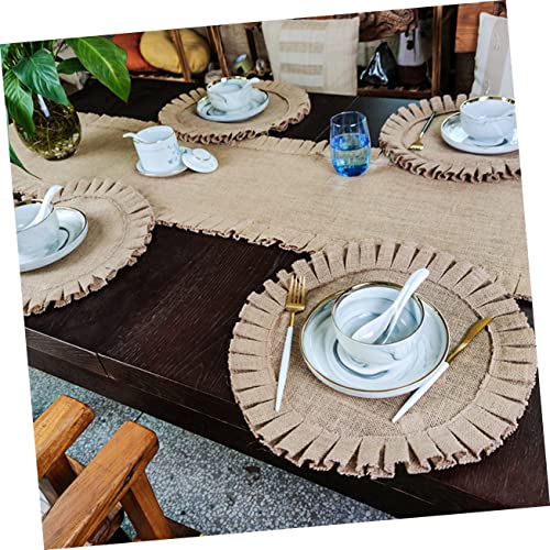 Alipis 2pcs Burlap Placemat Woven Placemat Desk Mat for Desktop Individuales para Mesa De Hot Dish Holder Table Pot Mat Coffee Cup Coaster Jute Rustic Place Mats Placemats