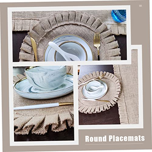 Alipis 2pcs Burlap Placemat Woven Placemat Desk Mat for Desktop Individuales para Mesa De Hot Dish Holder Table Pot Mat Coffee Cup Coaster Jute Rustic Place Mats Placemats