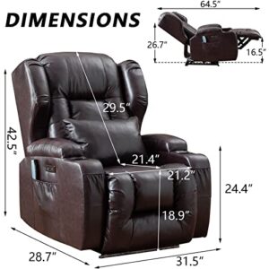 SAMERY Power Recliner Chair with Massage & Heating, Comfy Sleeper Chair Sofa Electric Recliners Home Theater Seat for Living Room with Cup Holders/USB Ports/LED Light/Lumbar Pillow/Remote Control