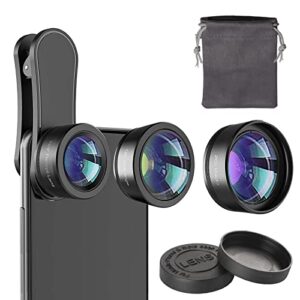 phone camera lens 3-in-1 kit :120° supe wide angle +198° fisheye lens+ 20x macro lens for iphone samsung android & most smartphone，hd phone lens kit