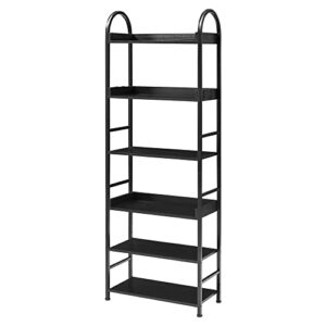 Yone jx je 70.8 Inch Tall Bookshelf, 6-Tier Shelves with Round Top Frame, Narrow Ladder Shelf, MDF Boards, Adjustable Foot Pads, Black