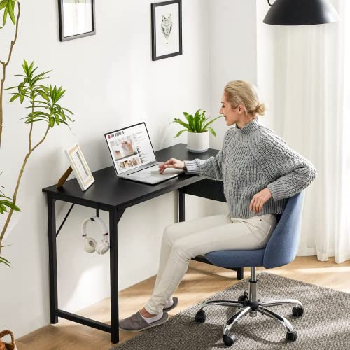 Small Computer Desk Small Office Desk 31 Inch Writing Desk Home Office Desks Small Space Desk Study Table Modern Simple Style Work Table with Storage Bag and Iron Hook, Wooden Desk for Home, Bedroom