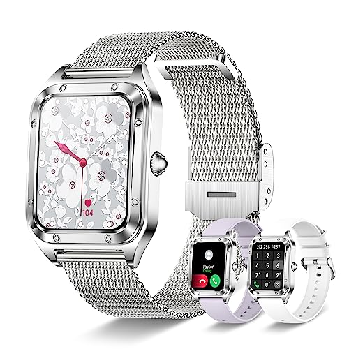 Iaret Smart Watch for Women (Call Receive Dial), Smart Watches for Android iOS Phones Smartwatch with AI Voice Control Heart Rate Sleep Monitor Pedometer Waterproof Activity Tracker Silver