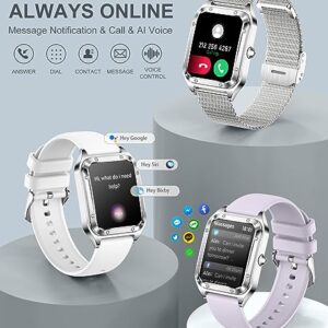 Iaret Smart Watch for Women (Call Receive Dial), Smart Watches for Android iOS Phones Smartwatch with AI Voice Control Heart Rate Sleep Monitor Pedometer Waterproof Activity Tracker Silver