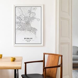 Dear Mapper Dublin Ireland View Abstract Road Modern Map Art Minimalist Painting Black and White Canvas Line Art Print Poster Art Print Poster Home Decor (Set of 3 Unframed) (16x24inch)