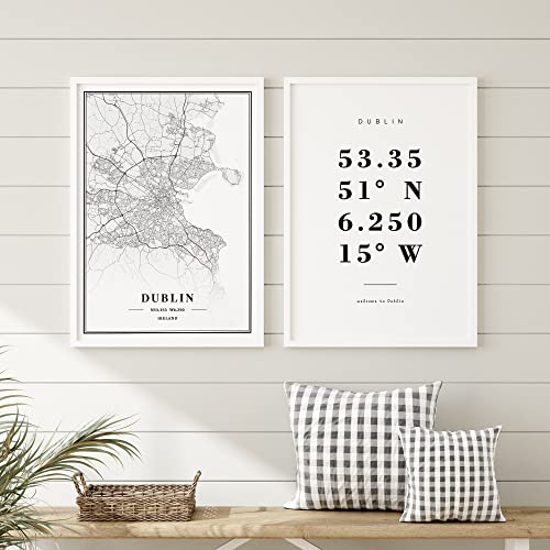 Dear Mapper Dublin Ireland View Abstract Road Modern Map Art Minimalist Painting Black and White Canvas Line Art Print Poster Art Print Poster Home Decor (Set of 3 Unframed) (16x24inch)