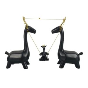 reindeer decor statue resin deer sculpture 3pcs black deer family set deer home decor parents with child decoration for home office decor black