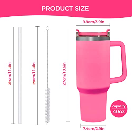 40oz Stainless Steel Tumbler with Handle Lid and Straw Insulated Coffee Mug Water Bottle Tumbler Keeps Hot and Cold Travel Cup (Cream)