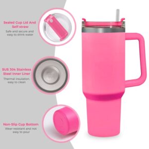 40oz Stainless Steel Tumbler with Handle Lid and Straw Insulated Coffee Mug Water Bottle Tumbler Keeps Hot and Cold Travel Cup (Cream)