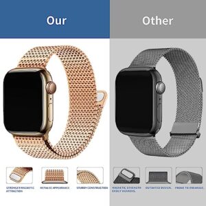 Wristitani Compatible with Apple Watch Band Series Ultra 8 SE 7 6 5 4 3 2 1, Magnetic Clasp Strap Stainless Steel Wristband Replacement for iWatch Band with TPU Case Rose Gold, 42mm 44mm 45mm