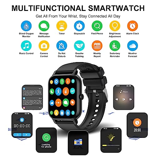 Smart Watch(Answer/Make Call), 1.85" Smartwatch for Men Women IP68 Waterproof, 100+ Sport Modes, Fitness Activity Tracker, Heart Rate Sleep Monitor, Pedometer, Smart Watches for Android iOS, 2023