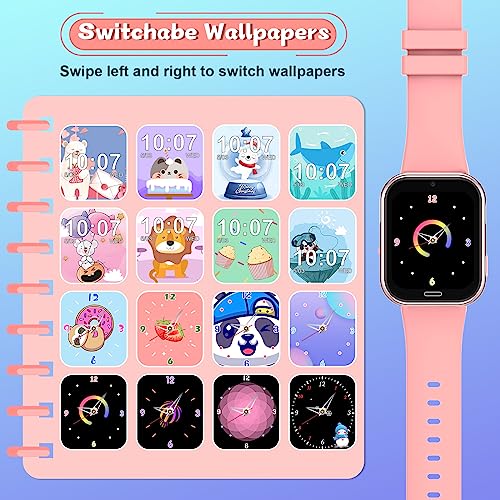 Smart Watch for Kids Gift for Girls Toys Age 6-8 Kids Game Smart Watches for Girls Boys 8-10 with 24 Games Video Camera Music Alarm Educational Birthday Gifts Ages 6 7 8 9 10 11 12 Years Old (Pink)