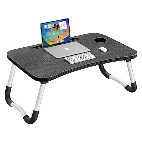 RIYONHO Lap Desk Folding Table Laptop Desk Portable Foldable Bed Table 19Inch Laptop Lap Desk Tray Table for Working Studying, Eating, and Movies（Black）