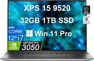 latest xps 15 9520 15.6" fhd+ (intel 12th gen 14-core i7-12700h (beat i9-11980hk), 32gb ddr5 ram, 1tb ssd, nvidia geforce rtx 3050) business laptop, backlit, fb, thunderbolt 4, webcam, win 11 pro