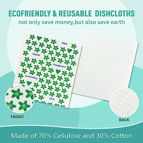 Mektler 10 Pcs Kitchen Dishcloths Set, Bamboo Fiber Dish Towels and Wood Pulp Cotton Swedish Dish Cloths, Ultra Soft Absorbent Quick Drying Kitchen Towels for Washing Dishes and Cleaning Counters