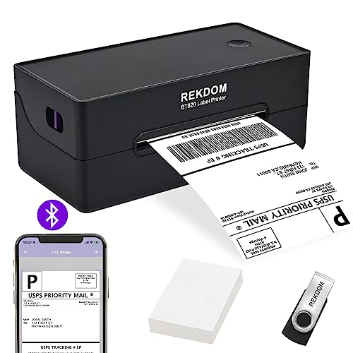 REKDOM Bluetooth Label Printer - Wireless 4x6” Shipping Label Printer for Postage and Small Business, Thermal Inkless Printer Compatible with Phone,Tablet and Windows, Amazon,Ebay,USPS.