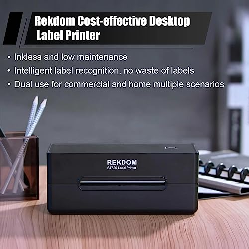 REKDOM Bluetooth Label Printer - Wireless 4x6” Shipping Label Printer for Postage and Small Business, Thermal Inkless Printer Compatible with Phone,Tablet and Windows, Amazon,Ebay,USPS.