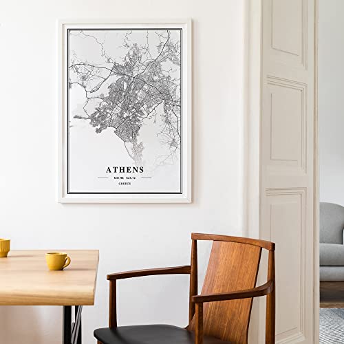 Dear Mapper Athens Greece View Abstract Road Modern Map Art Minimalist Painting Black and White Canvas Line Art Print Poster Art Print Poster Home Decor (Set of 3 Unframed) (16x24inch)