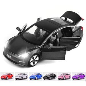 addcean 1:32 scale toy cars, metal die-casting model cars with light/sound pull back car toys for boys girls 3+ year old kids birthday gift, model toy cars for model 3 (1:32 model 3-black)