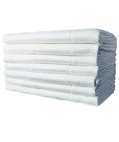 bapocsc Kitchen Dish Cloths Dish Towels Absorbent Non-Stick Bamboo Fiber Stain Removal Cleaning Cloths Dish Rags for Washing Dishes,12x12 Inches,7-Pack (White)