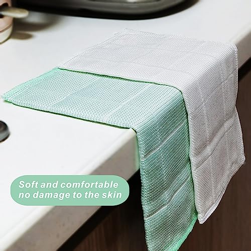 bapocsc Kitchen Dish Cloths Dish Towels Absorbent Non-Stick Bamboo Fiber Stain Removal Cleaning Cloths Dish Rags for Washing Dishes,12x12 Inches,7-Pack (White)