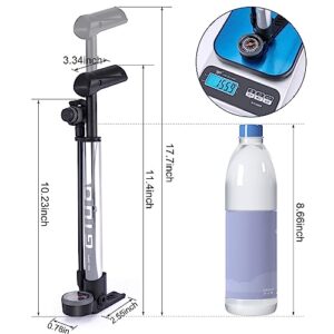 Mini Bike Pump with Gauge - Portable Bicycle Tire Pump - 120 PSI Bike Air Pump fits Presta & Schrader & Dunlop Valve - Road MTB Bike Pump Comes with Mounting Bracket (Black Grey) (Silver)