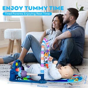 Looxii Baby Play Gym with Tummy Time Water Mat, Baby Play Mat Activity Gym with Music and Lights, Kick and Play Piano Gym for Baby Newborn Infants Toys 0 3 6 12 24 Months Brain Development