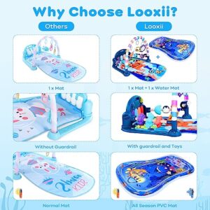 Looxii Baby Play Gym with Tummy Time Water Mat, Baby Play Mat Activity Gym with Music and Lights, Kick and Play Piano Gym for Baby Newborn Infants Toys 0 3 6 12 24 Months Brain Development