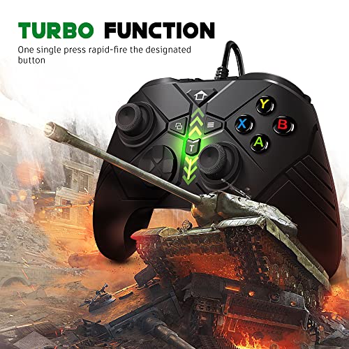 AceGamer Wired Controller for Xbox One with Two Remappable Buttons, 3.5mm Audio Jack, Turbo Key and Dual Vibration, Compatible with Xbox One/S/X/Series S/Series X/PC Windows 10/11 (Black)