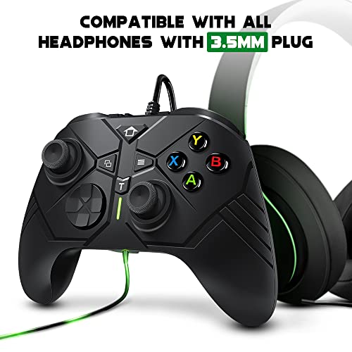 AceGamer Wired Controller for Xbox One with Two Remappable Buttons, 3.5mm Audio Jack, Turbo Key and Dual Vibration, Compatible with Xbox One/S/X/Series S/Series X/PC Windows 10/11 (Black)