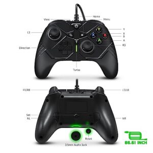 AceGamer Wired Controller for Xbox One with Two Remappable Buttons, 3.5mm Audio Jack, Turbo Key and Dual Vibration, Compatible with Xbox One/S/X/Series S/Series X/PC Windows 10/11 (Black)