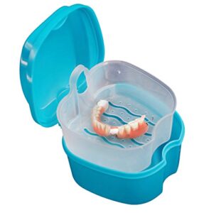 denture bath case cup box holder storage soak container with strainer basket for travel cleaning denture box with strainer night cleaner denture bath box for retainer mouthguard false teeth