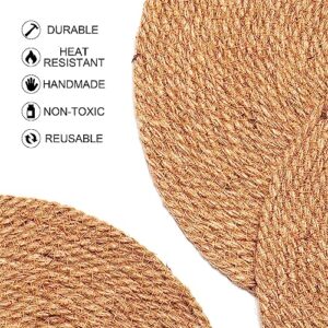 Defined Deco Round Jute Placemats Set of 6,12" Handmade Round Placemats,Woven Braided Placemats,Natural Farmhouse Place Mats,Jute Thick Hot Pads,Rustic Table Mats for Dining Table Decor,Home,Wedding.