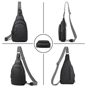 CLUCI Sling Bag for Women Crossbody Puese Leather Fanny Packs Large Sling Backpack Men Chest Bag for Travel Cycling Black