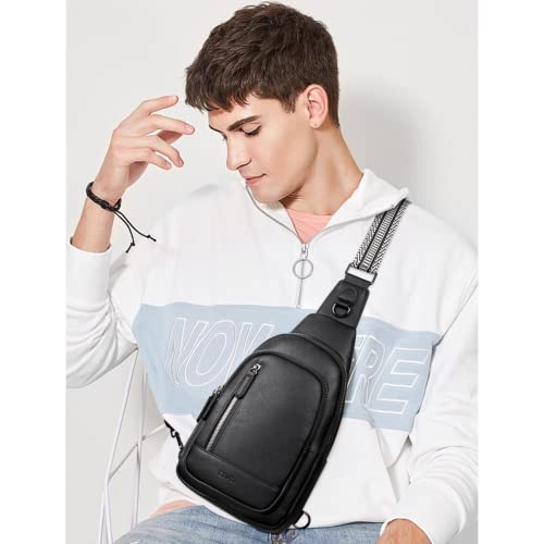 CLUCI Sling Bag for Women Crossbody Puese Leather Fanny Packs Large Sling Backpack Men Chest Bag for Travel Cycling Black