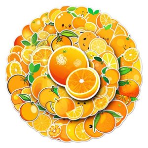 quta orange stickers pack, 50pcs, aesthetic vinyl kids fruit sticker decals, stickers for hydro flask, laptop, water bottle, stickers for kids, toddlers, teens, girls, adults, bumper car planner stickers. orange